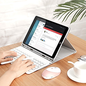 Backlit Keyboard Case with Mouse Compatible with iPad Pro 10.2 9th/8th/7th Gen, iPad Air 3, iPad Pro 10.5 2017, Detachable Keyboard US Layout with Cover & Mice, Rose Gold