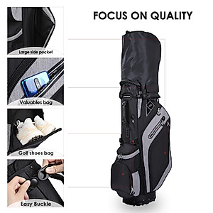 LIVSINGOLF Golf Stand Bag 14 Way Top Dividers Ergonomic with Stand 8 Pockets, Dual Strap, Rain Hood (Black)