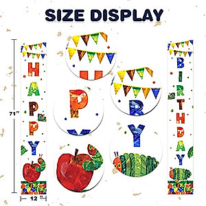 Cartoon Very Hungry Little Green Caterpillar Happy Birthday Banner Background Insects Theme Decor Door Porch Decorations for Girls Boys Baby Shower 1st Birthday Party Supplies Favors Backdrop Gift