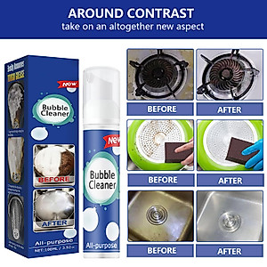 (100ML*3PCS) Bubble Cleaner Foam,Foaming Heavy Oil Stain Cleaner,All-Purpose Rinse-free Cleaner Spray,Kitchen Deep Cleaning Spray,Powerful Stain,Stubborn Grease & Grime Remover Bubble Spray