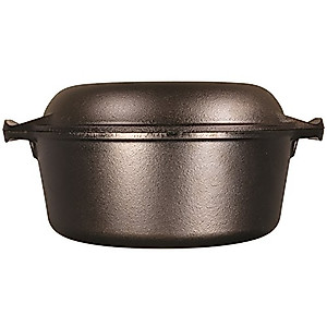 Lodge Cast Iron Serving Pot Cast Iron Double Dutch Oven, 5-Quart & ASAHH31 Silicone Assist Handle Holder, Blue, 5.5" x 2", Pack of 1