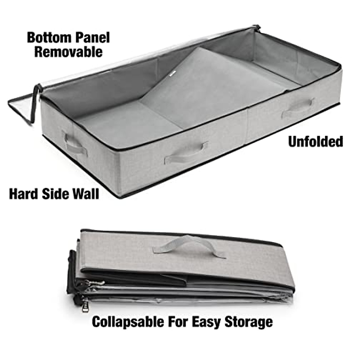 Extra Large Under Bed Storage With Hard Bottom, Hard Side Walls And Clear Top