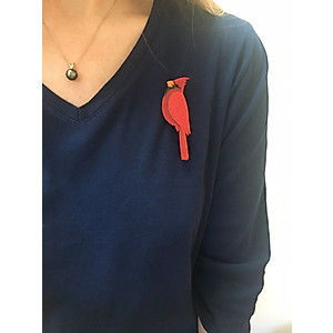 Generic Bird Brooch Pin for Women and Men, Acrylic Cardinal Red Bird Christmas Pin with Glitter, Winter Bird Jewelry for the Holidays