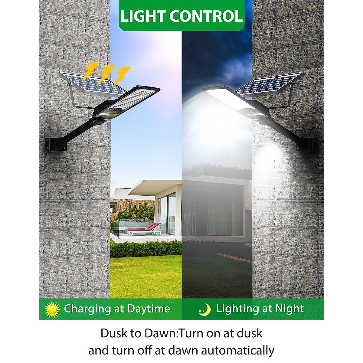 AWANFI 80W Solar Street Lights Outdoor Dusk to Dawn, Solar Powered IP67 Waterproof Flood Lights with Remote Control for Outside Yard Lighting (6500K Cool White)