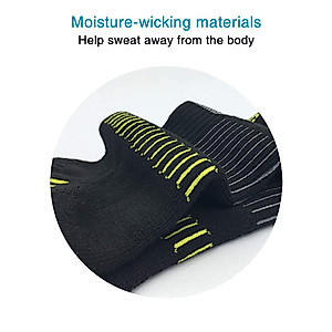 BERING Women's Athletic Running Cushioned Ankle Socks, Size 6-9, Black, 6 Pairs