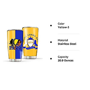 Hunkie Sorority Gifts Tumbler Stainless Steel Wine Tumbler Cup with Lid Water Bottle Coffee Mug Birthday Gifts for Women 20oz -3, Yellow-3, One Size