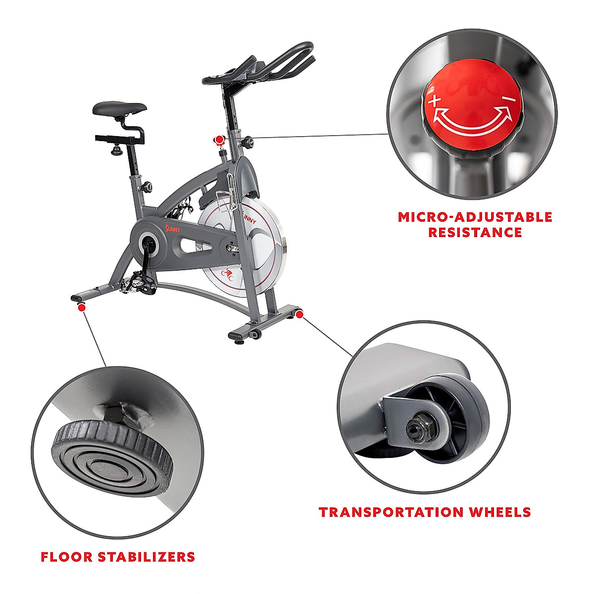Sunny Health & Fitness Endurance Indoor Cycling Exercise Bike with Magnetic Resistance and Optional Exclusive SunnyFit® App and Smart Bluetooth Connectivity