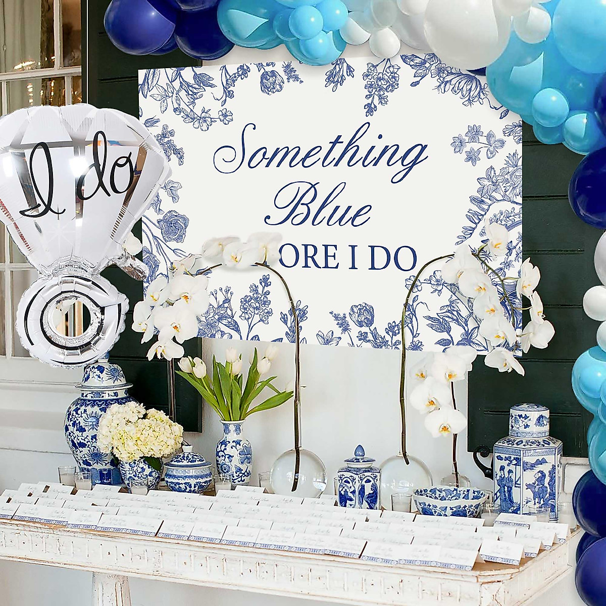 JeVenis Something Blue Before I Do Backrdrop for Women Something Blue Bridal Shower Decoration Banner Blue Bridal Shower Bachelorette Engagement Wedding Party