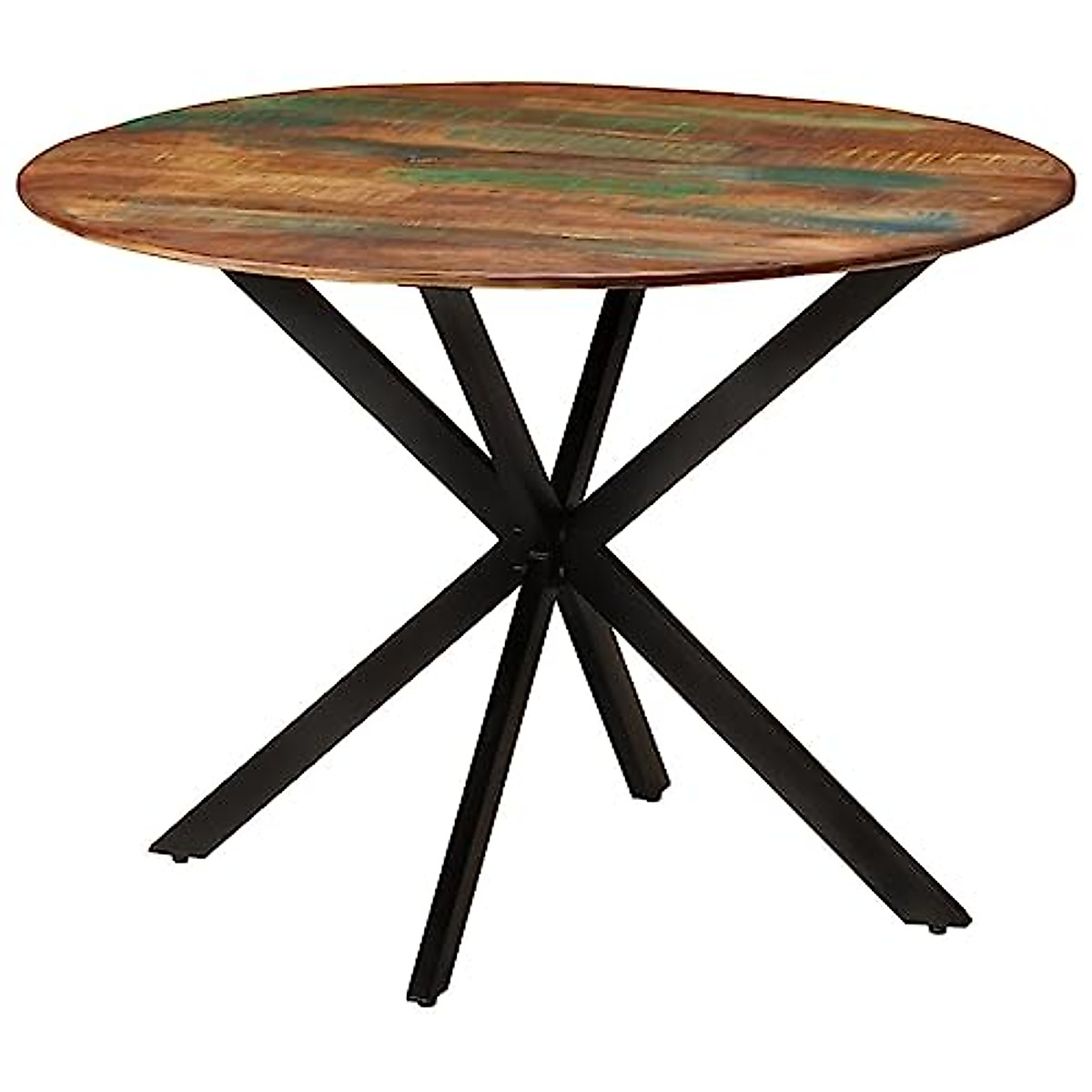 YPWRENH Bar Table Kitchen End Tables Dining Table Ø43.3"x30.7" Solid Wood Reclaimed and Steel for Dining Room, Kitchen or Living Room