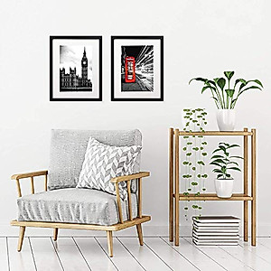 Americanflat 11x14 Black Picture Frame - Displays 8x10 With Mat or 11x14 Without Mat - Composite Wood with Shatter Resistant Glass - Horizontal and Vertical Formats for Wall