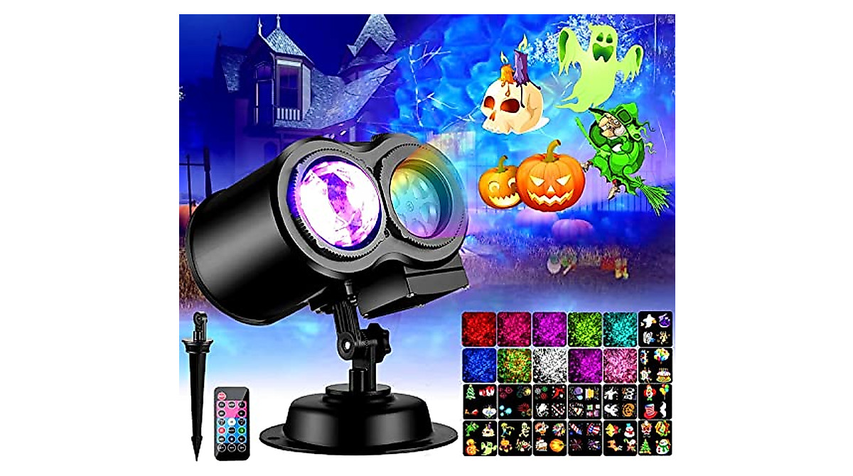 eletecpro Halloween Projector Light - 16 Patterns & Colors