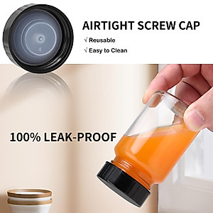 VOLCANOES CLUB 2oz Glass Jars with Lids - Glass Shot Bottles Set for Liquids, Juicing, Ginger Shot, Sample - Small Containers with Screw Caps - Clear Mini Round Bottles - Leakproof/Wide Mouth - 8 pack