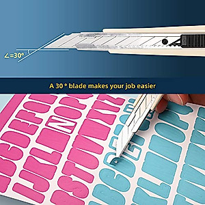 Gift Wrap Cutter Retractable Box Cutter, 3 Pcs Lockable Blade Knives + 30 Pcs 30 Degree 9mm Snap Off Blades, Smooth Mechanism Craft Knife, Christmas Wrapping Paper Cutter