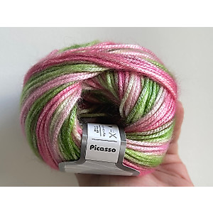 Strawberries & Limes (Pinks & Greens) Picasso Fuzzy with Subtle Sheen Yarn, Polyester, Acrylic Blend 50 gram 125 Yards
