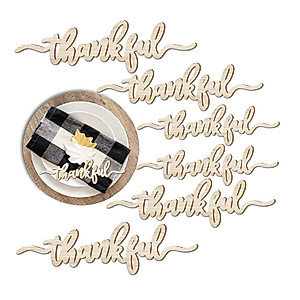 CM Originals Thanksgiving Table Decorations Plate Decor Table Place Cards Blessed, Thankful, Grateful Wood Signs Fall Dining Table Plate Ornament Farmhouse Home Table Setting Decor 6 Pack (Thankful 6, Grateful 6, Blessed 6 (18 Pack))