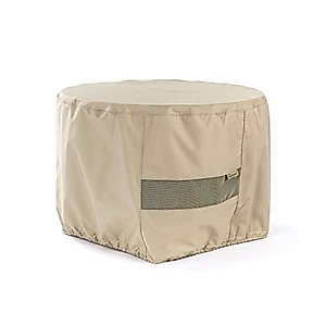 Covermates Round Firepit Cover – Water-Resistant Polyester, Mesh Ventilation, Fire Pit Covers-Khaki