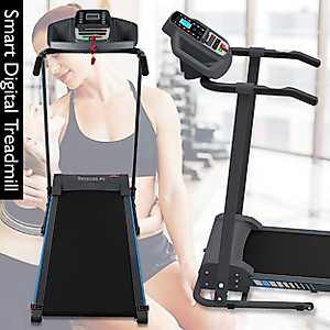 SereneLife Smart Electric Folding Treadmill – Easy Assembly Fitness Motorized Running Jogging Exercise Machine with Manual Incline Adjustment, 12 Preset Programs | SLFTRD20 Model,Black