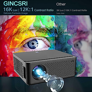 [2023 Updated] Projector with 5G WiFi and Bluetooth, GINCSRI 16000L Native 1080P Full HD Outdoor Portable Movie Projector 4k Support, 4D Keystone Infinite Zoom, Compatible with TV Stick/Phone/PC/PS5