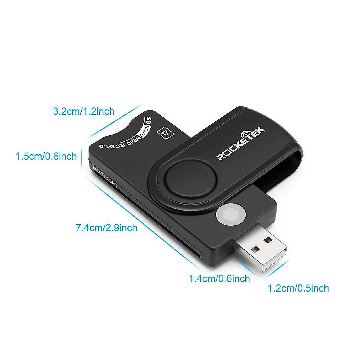 USB CAC Smart Card Reader, CAC/DOD Military, SDHC/SDXC/SD & Micro SD Card Reader for SIM and MMC RS & 4.0, Compatible with Windows, Linux/Unix, MacOS X