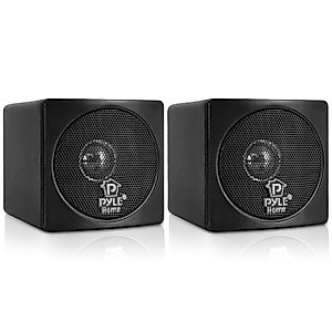 Pyle Home 3" Mini Cube Bookshelf Speakers - 100W Small Bookshelf Speakers w/ 3" Paper Cone Driver, 8 Ohm - Passive Audio Bookshelf Speaker Pair For Home Theater Stereo Surround Sound (Black)