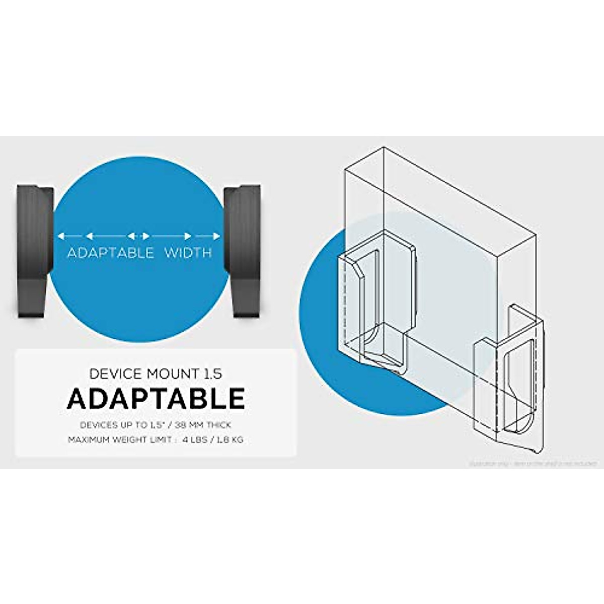 BRAINWAVZ Screwless 1.5" Wide Cable Box Mount, Modem, Router, Mesh, Streaming Media Devices & More Wall Mount | Wall Mount Any Device Upto 1.5" Wide & 4lb in Weight, Strong VHB Adhesive, No Tools