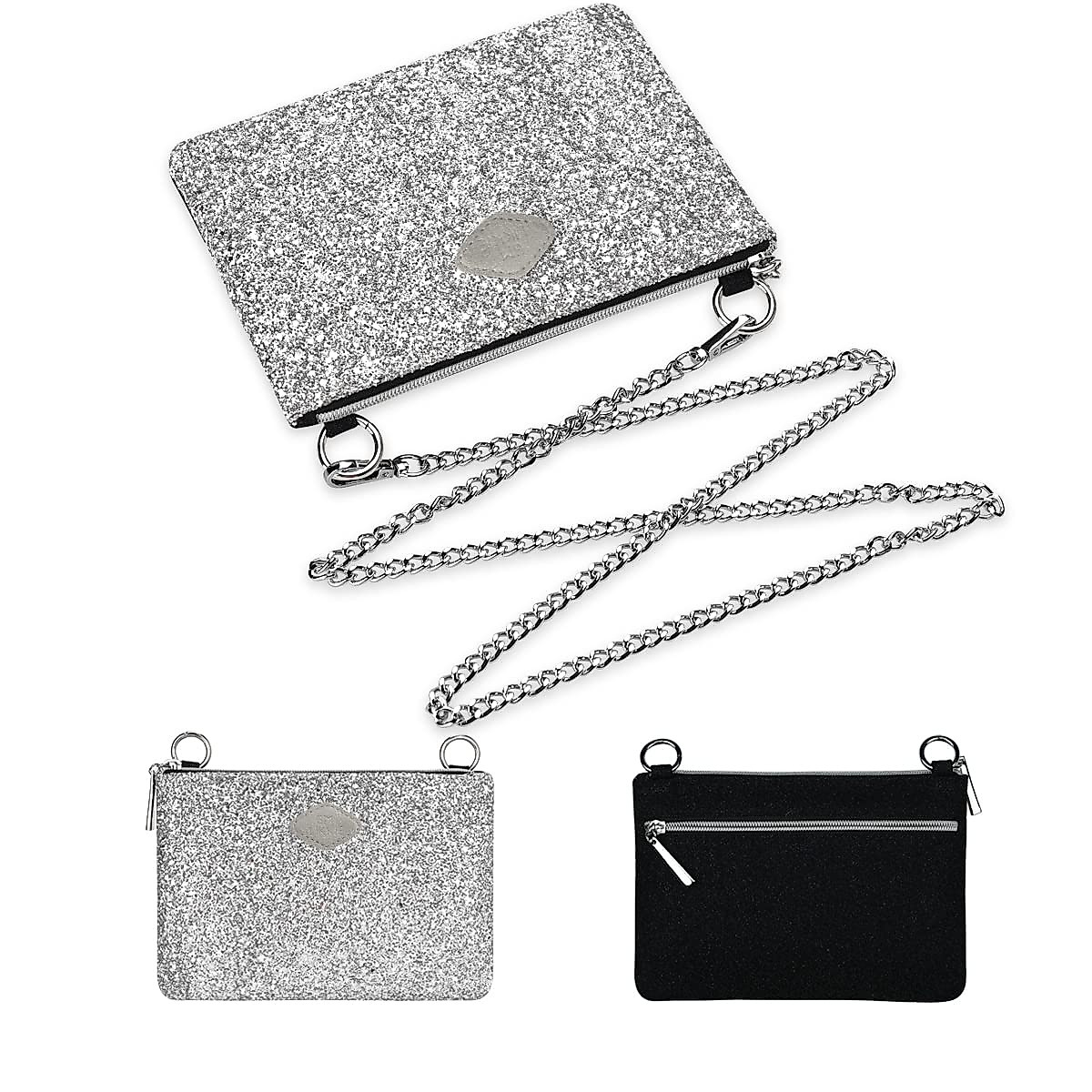 GM LIKKIE Crossbody Clutch Purse for Women, Glitter Evening Bag, Sequin Wedding Handbag for Party (Silver)