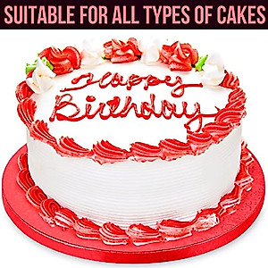 12 Inch Cake Boards - 4 Pack Cake Drums 12 Inch Dia - Disposable Red Cake Board Circles - Reusable Round Cake Boards - Cake Base Cardboard Cake Rounds - Cake Decorating Supplies & Baking Supplies