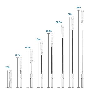 Ambertronix 40" Lighted Selfie Stick Tripod, Removable Bluetooth Remote, 3 Light Modes, 6 Brightness Levels, Lightweight, Portable, Compatible with All iPhone & Android Devices, White (2022Upgrade)