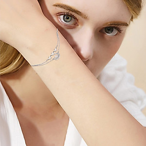 AOVEAO Star and Moon Bracelets 925 Sterling Silver Crescent Star Bracelets Star Moon Layered Anklet Bracelet Jewelry for Women