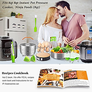 20Pcs Accessories for Instant Pot 6 qt 8qt, Ninja Foodi 8qt - 60 Pcs Parchment Papers, 2 Steamer Baskets, Springform Pan,Stackable Egg Steamer Rack, Instruction & Recipes Book