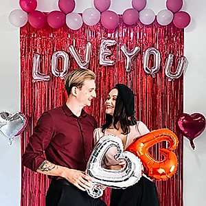 Melsan 2 Pack 3.2 ft x 8.2 ft Tinsel Foil Fringe Curtains Backdrop, Sparkle Fringe Curtains for Party Photo Background Decoration, Red