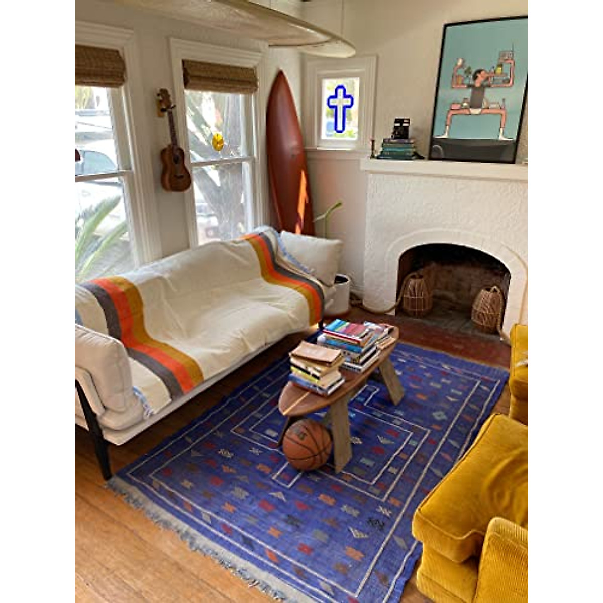 Sundream Supply Mexican Blanket - Thick Authentic Handwoven Beach Blanket, Perfect Outdoor Serape Throw for Picnics Yoga & Camping, Soft Home Decor Falsa Throw, Baja Blanket (Brown, Orange & Gold)