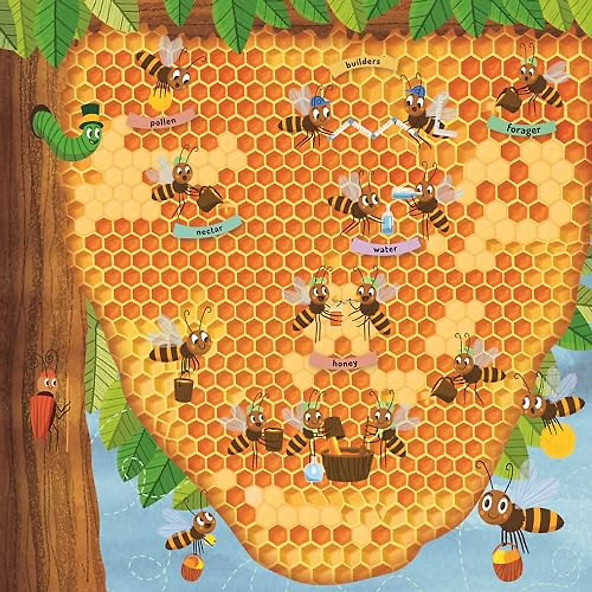 Discovering the Busy World of the Beehive (Happy Fox Books) Board Book Teaches Kids Ages 3-6 about Bees, Exploring a Hive with Each Page, plus Educational Facts and Vocabulary Words (Peek Inside)