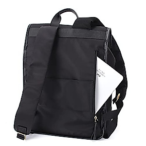 Camelia de Amour Women backpack purse Fashion Nylon Rucksack medium size (t295-183 black/gold Hardware)