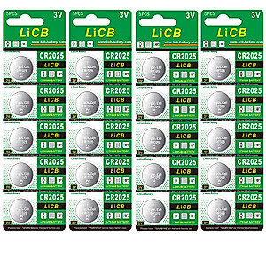 LiCB CR2025 Battery,CR2025 Lithium Batteries,3 Volt Coin & Button Cell (20-Pack)