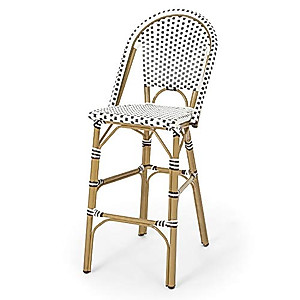 Christopher Knight Home 314450 Kinner Outdoor Barstool, Black + White + Bamboo Print Finish