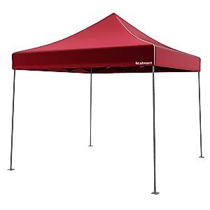 Pop-Up Outdoor Canopy Shade - 10x10 Water-Resistant Party Tent with Instant Setup and Portable Carrying Bag for Storage or Transport by Stalwart (Red)