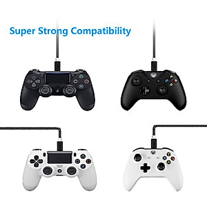 Replacement PS4 Controller Charging Cable Sync Cord, Play and Charger Cable compatible for PS 4/ DualShock 4/ PS4 Slim/ PS4 Pro/Xbox One/One S/Xbox One Elite/Xbox One X Controllers (3.3ft) (Black)