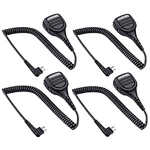 Speaker Mics with Reinforced Cable for Motorola Radios BPR40D BPR40 CP100D CP200D CP200 CP185 CLS1410 CLS1110 DLR1060 DTR700 RDU4100 RDU4160D RMU2040 RMU2080D CLS DTR RDU RMU,2 Pin Microphone-4 Pack