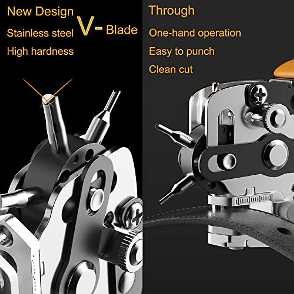 Leather Hole Punch Tools Multifunction Hole Puncher,Very Effortless Get Perfect Holes for Leather and Belt,Cardboard,Plastic,Creative Gifts for DIY Lovers