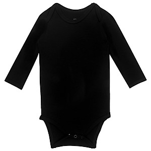 GUISBY Baby Rayon made from Bamboo Bodysuit, Cozy Long Sleeve Bodysuits Sleep'N Play Romper Black 3-6 Months