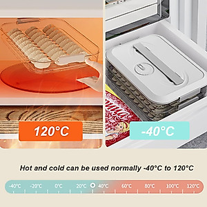 CMZYB 4-Layer Rectangular Food Storage Containers with Flip Top Lids, Dumpling Box, Cookie Storage, Good Sealing, Time Recorder (Blue)