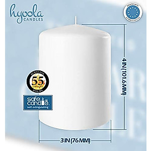Hyoola White Pillar Candles 3x4 Inch - Unscented Pillar Candles - 6-Pack - European Made