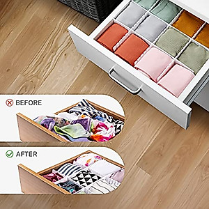 MaidMAX 15Pcs Drawer Dividers for Clothes Adjustable Drawer Organizer for Underwear Makeup Kitchen Utensils Tools 16” x 2.7” DIY Dresser Drawer Separators Organizers for Bedroom Kitchen Office