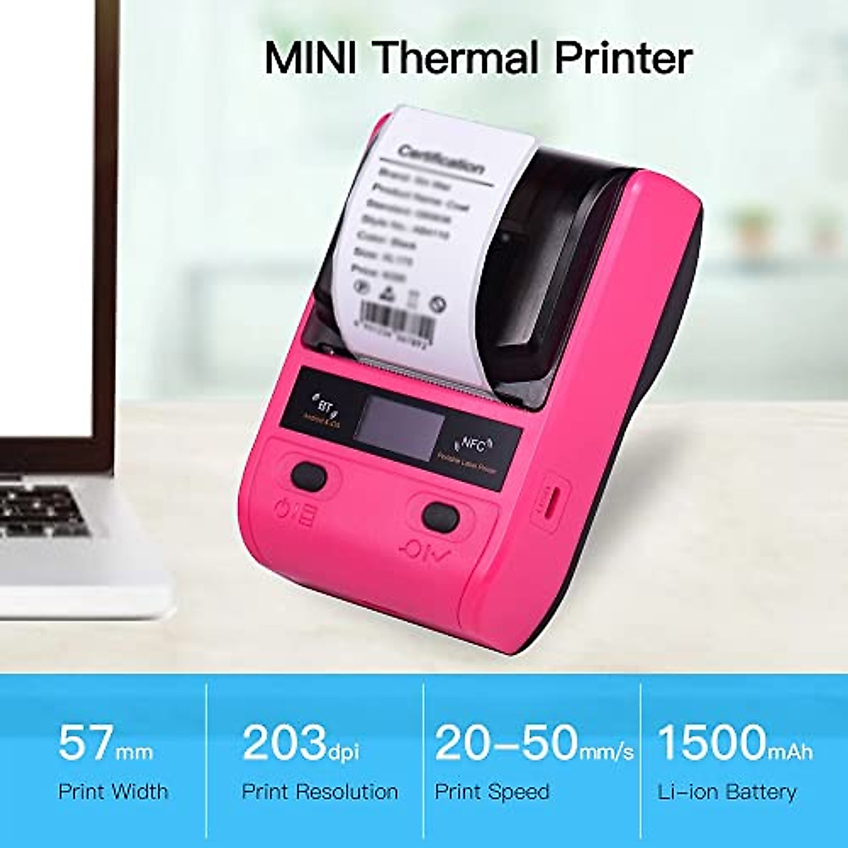 N/A Portable 58mm Thermal Printer impresora Shipping Printer for Shipping Package Price Labels USB NFC BT Connection (Color : Black-JoJo's Bizarre Adventure1)