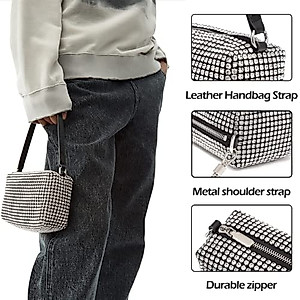 Rhinestone Bling Bag Purse Sliver Clutch Sparkly Crossbody Bags for Women Crystal Glitter Handbag for Party Prom Wedding