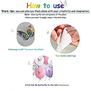 Pink Purple White Latex Balloons with 3D Butterfly, 62pcs 12 Inch Light Pink Purple Balloons with Ribbon for Girl Birthday Decorations (PinkSilver)