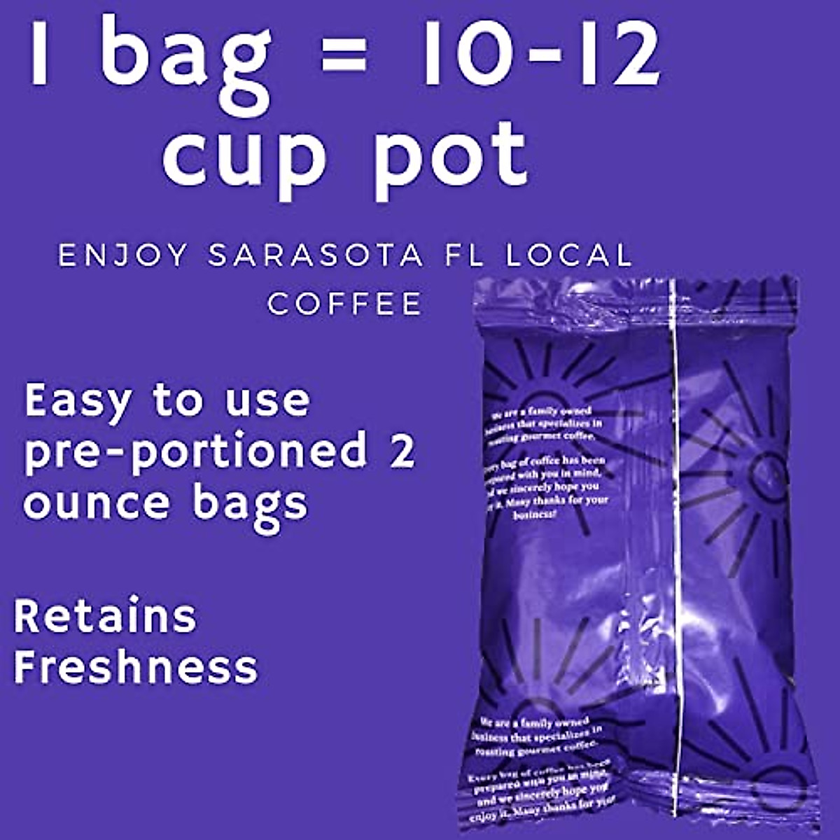 Sarasota Coffee & Tea Co. Signature Dark European 2.5 oz Coffee Packets, Gourmet Colombian Bulk Coffee, Office Coffee, 12 Cup Coffee Packs, Medium Roast, Single Pot Bags For Drip Coffee Makers, 36 Count