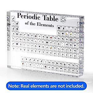 awagas Heritage Periodic Table of Elements, Acrylic Periodic Table Display with Elements, Student Teacher Gifts Crafts Desktop Ornaments Decoration (Embedded Pattern 170x120x24mm)
