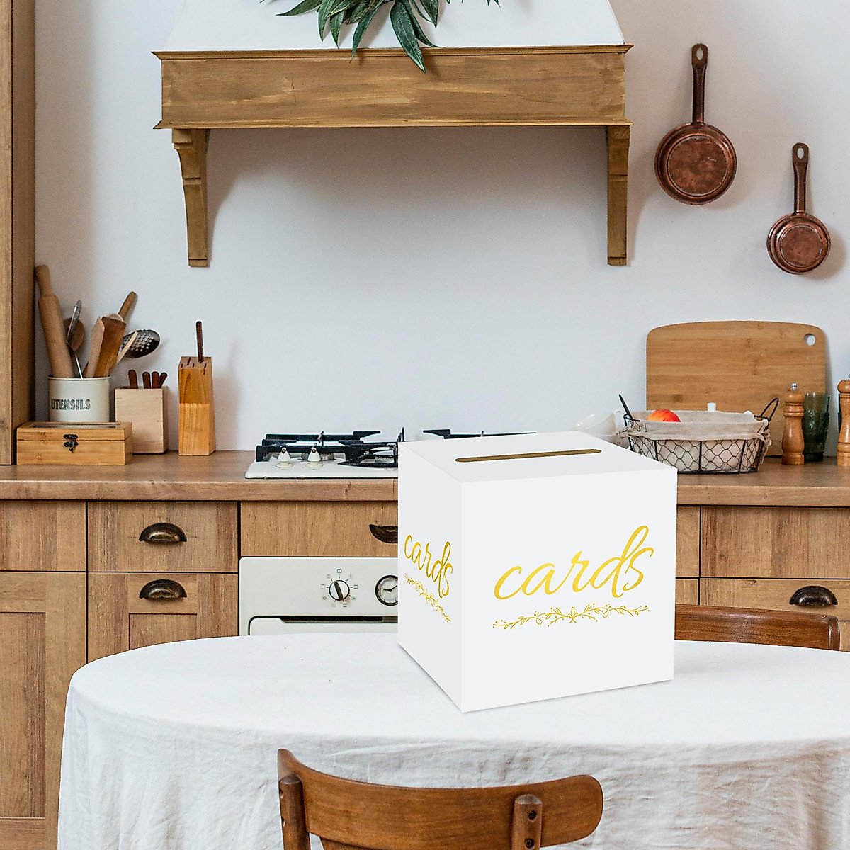 Laroder 1 Pack White Card Box Wedding Card Box Cardboard Card Box for Party Bridal Baby Shower Retirement Funeral Birthday Card Box Gold Card Box Graduation Card Box Holder Raffle Box